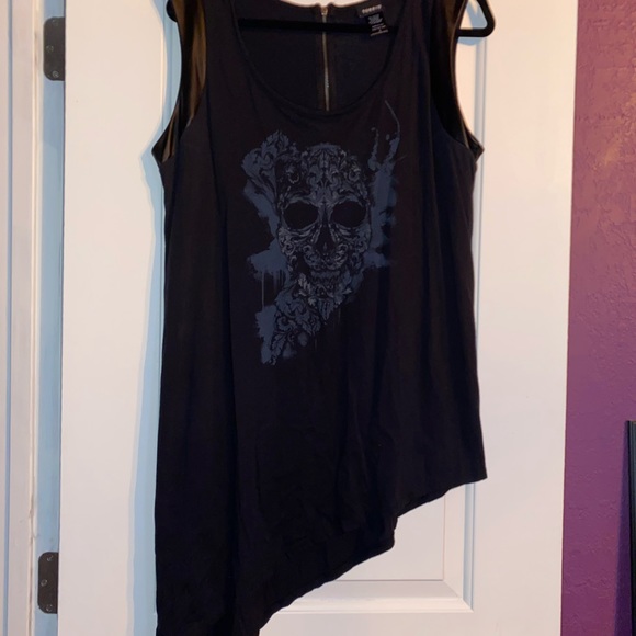 torrid | Tops | Torrid Asymmetrical Skull Top Faux Leather X | Poshmark
